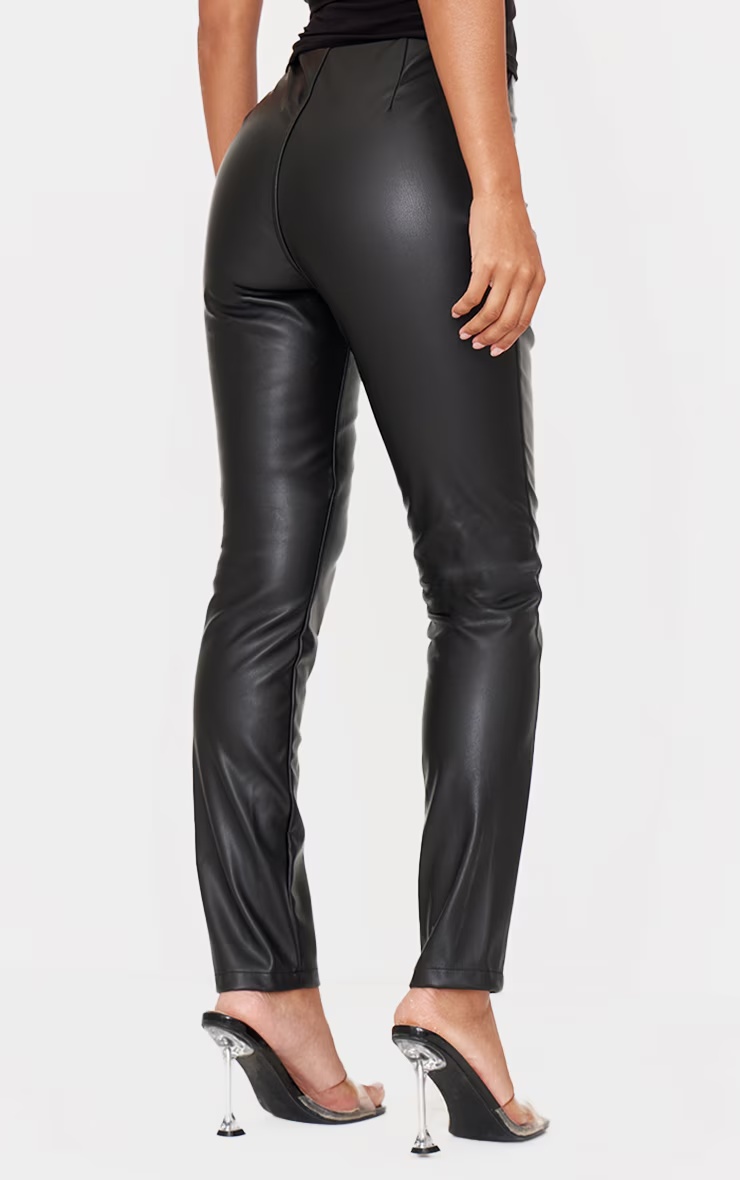 Black Faux Leather Stretch Leggings - PrettyLittleThing